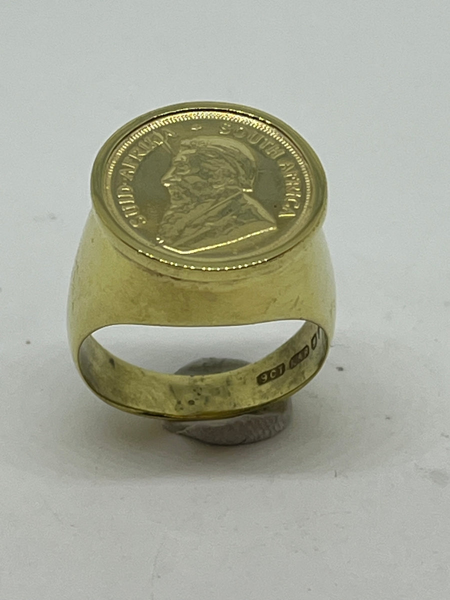 9ct Gents Gold 1/10 Kruger Coin Ring at Philip Zetler Jewellers